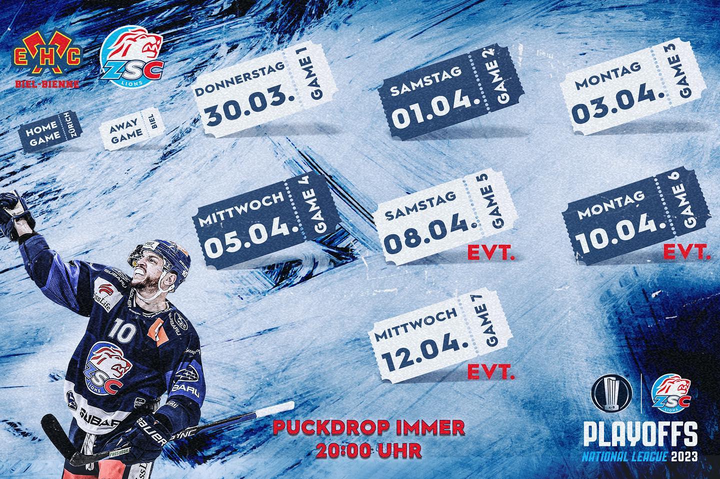 Spielplan und Ticketinfos Playoff-Halbfinal vs. Biel | ZSC Lions
